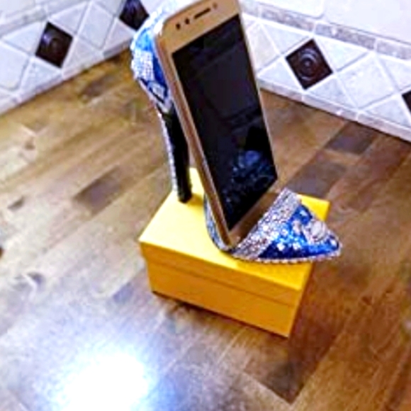 Hand Crafted | Accessories | Sparkle Blue Shoe Phone Holder | Poshmark
